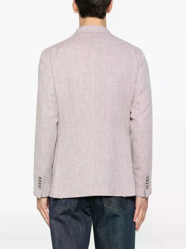 Tagliatore Double-breasted Herringbone Blazer - Pink