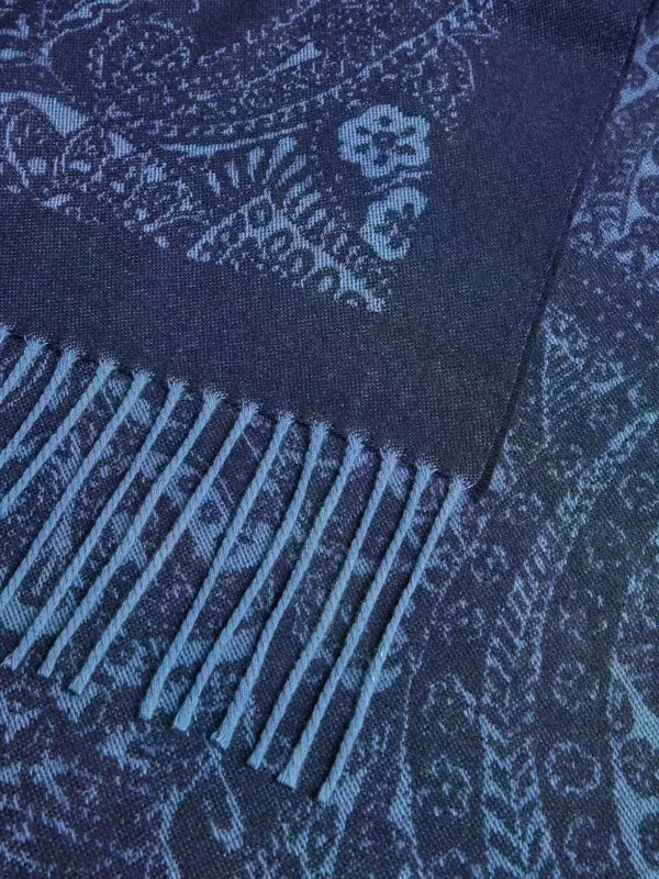 Etro Wool Jacquard Scarf With Floral Paisley Motif