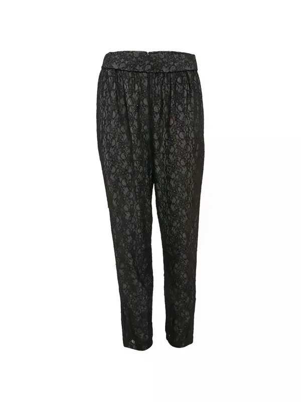 Alice + Olivia Floral Lace Trousers - Black