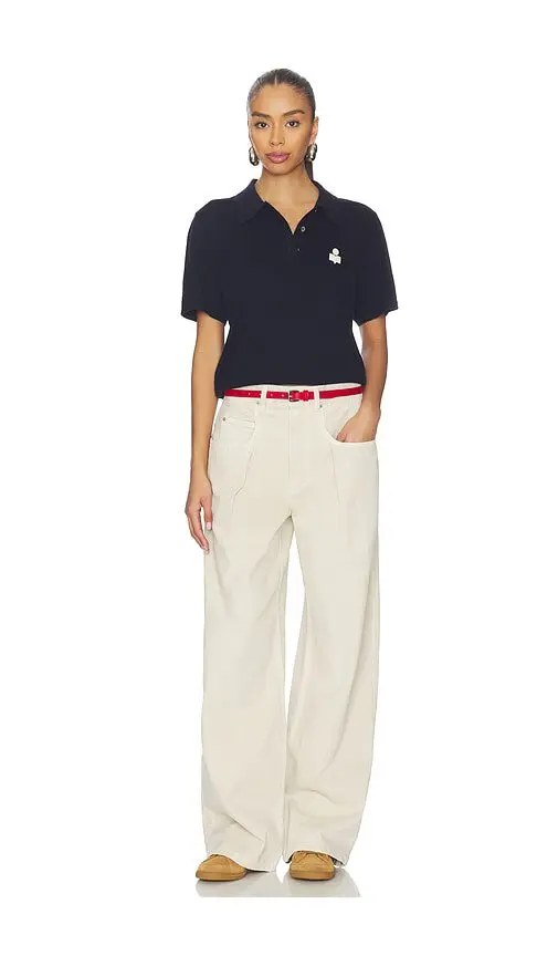 Isabel Marant Étoile Althea Knit Polo Top - Navy