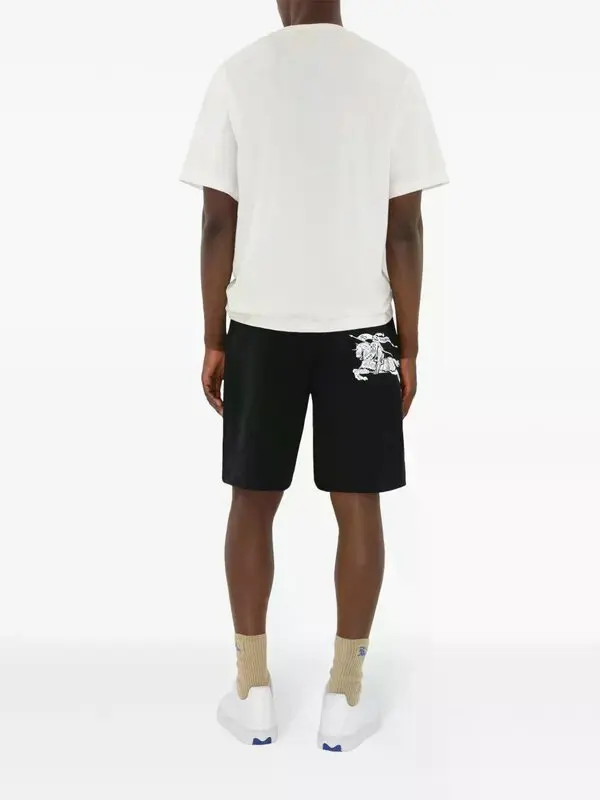 Burberry Straight-leg Cotton Shorts With Equestrian Knight Motif