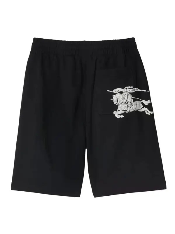 Burberry Straight-leg Cotton Shorts With Equestrian Knight Motif