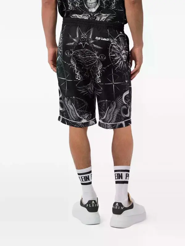 Philipp Plein Graphic Print Silk Shorts