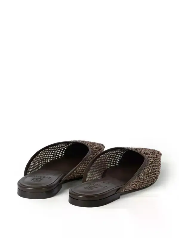 Brunello Cucinelli Monili-embroidered Leather Mules