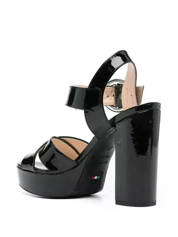 NEROGIARDINI Patent Leather Block Heel Sandals