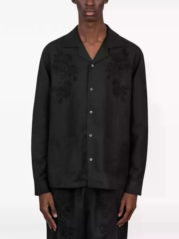 BAZISZT Flower-embroidered Shirt