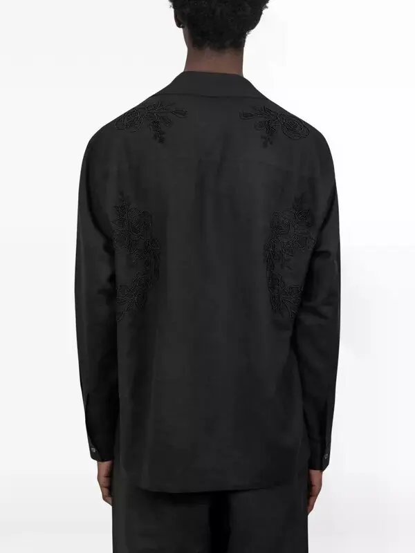 BAZISZT Flower-embroidered Shirt