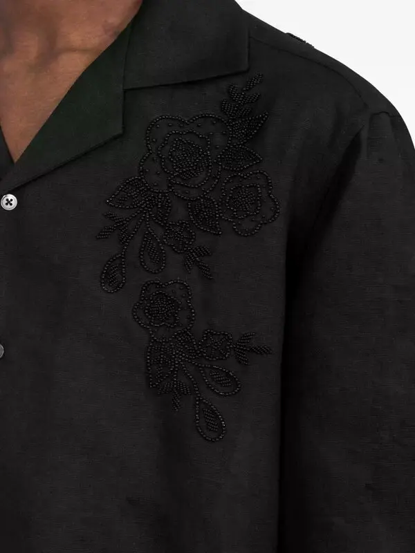 BAZISZT Flower-embroidered Shirt