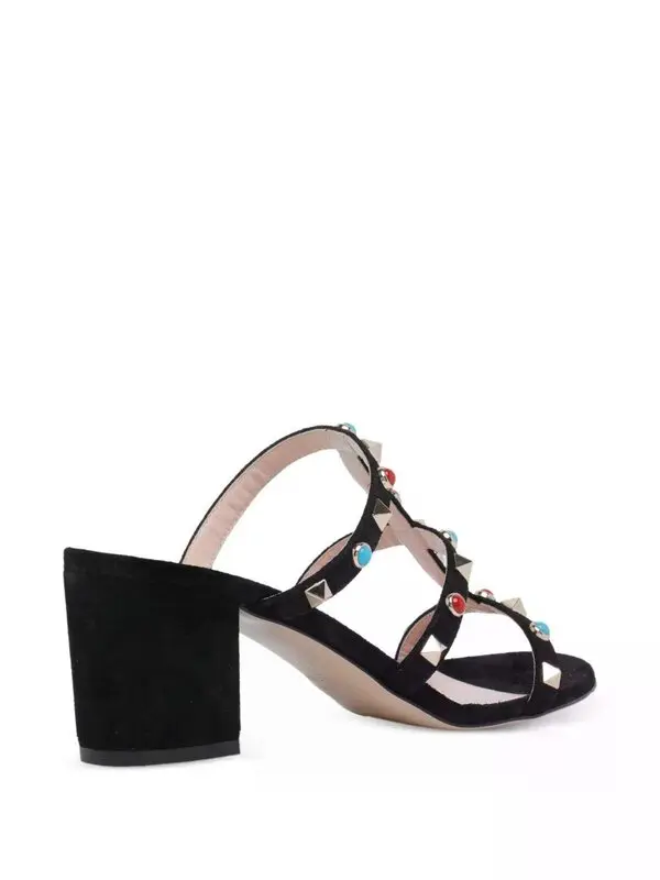 Valentino Garavani Rockstud Slide Sandals In Suede With Cabochon Stones