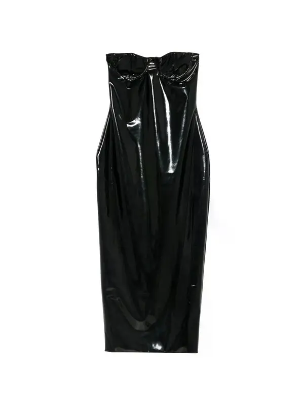 Oseree Strapless Midi Dress - Black