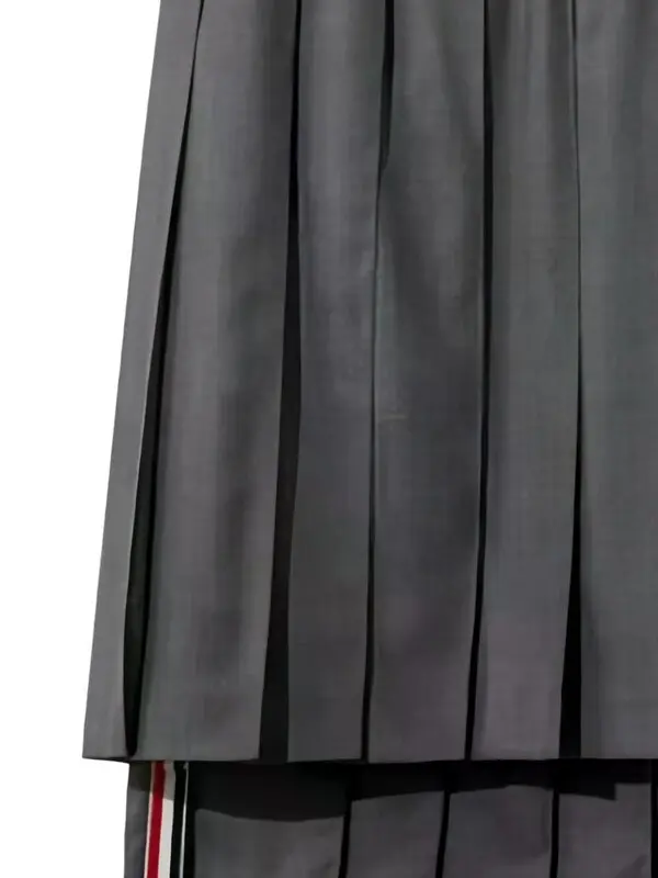 Thom Browne Pleated Midi Skirt With Signature Stripe Trim