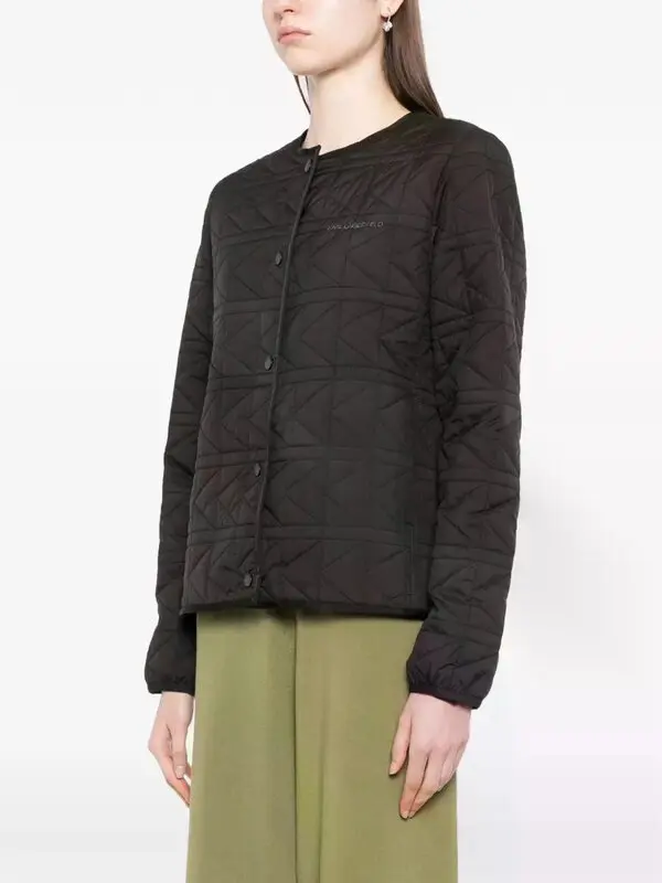 Karl Lagerfeld Logo Embroidered Quilted Jacket - Black