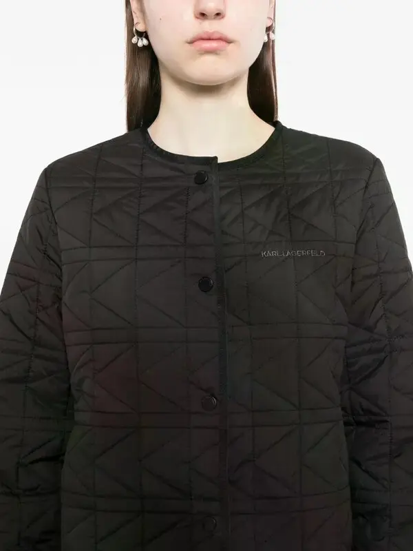 Karl Lagerfeld Logo Embroidered Quilted Jacket - Black