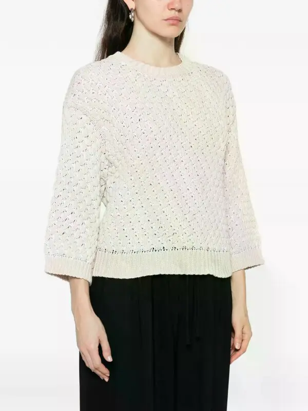 Peserico Open-knit Round Neck Three-quarter Sleeve Sweater