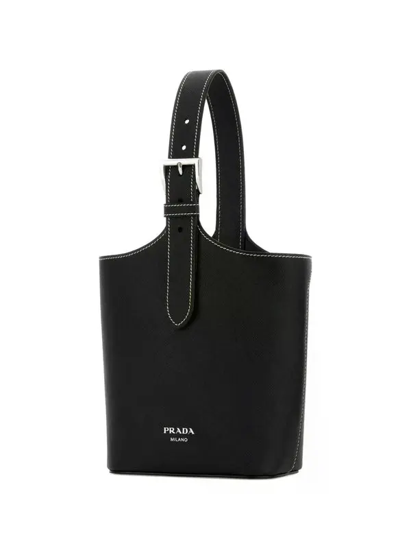 Prada Buckle Leather Bucket Bag