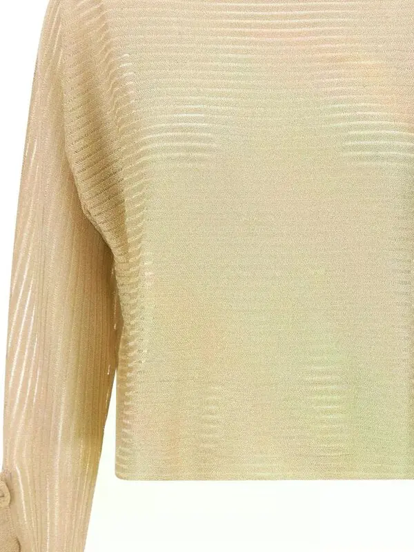 Liu Jo Striped Metallic Accented Ruffled Hem Top