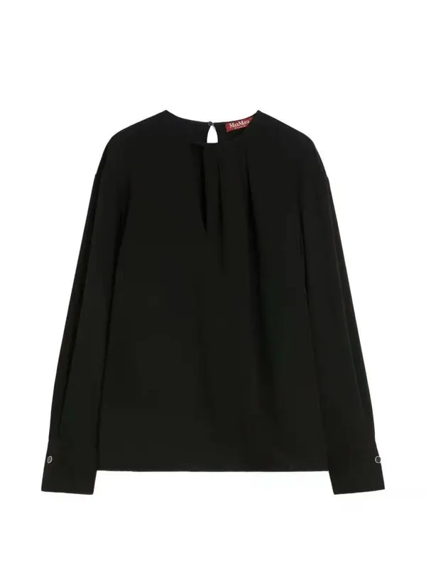 Max Mara Pleated Keyhole Blouse