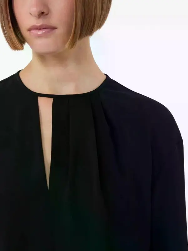 Max Mara Pleated Keyhole Blouse