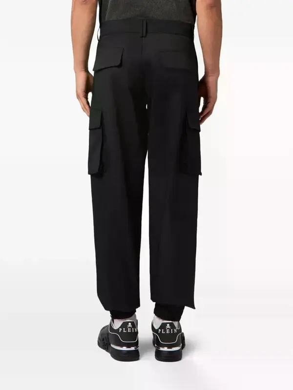 Philipp Plein Cargo Pants With Silver-tone Detailing - Black