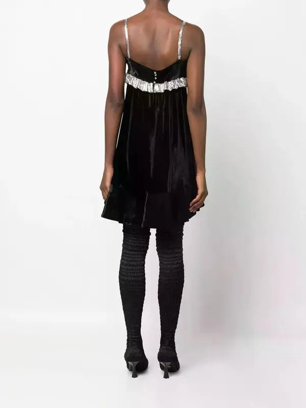Rabanne Two-tone Velvet Mini Dress