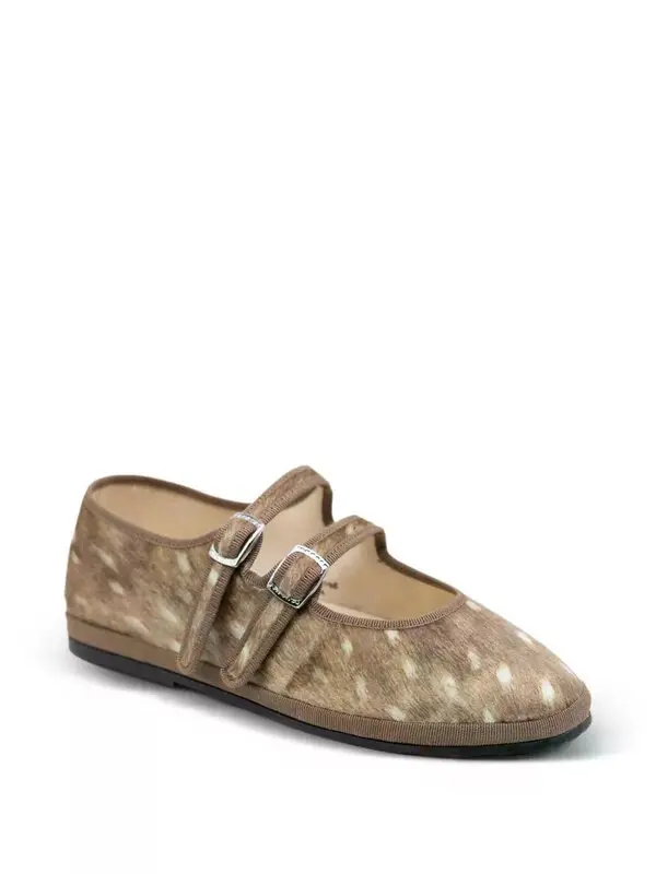 GONDOLINA Deer-print Double-strap Ballet Flats