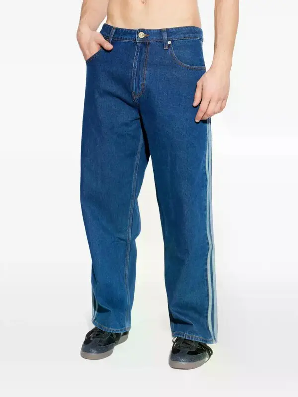 Adidas Straight Leg Jeans With Side Stripes