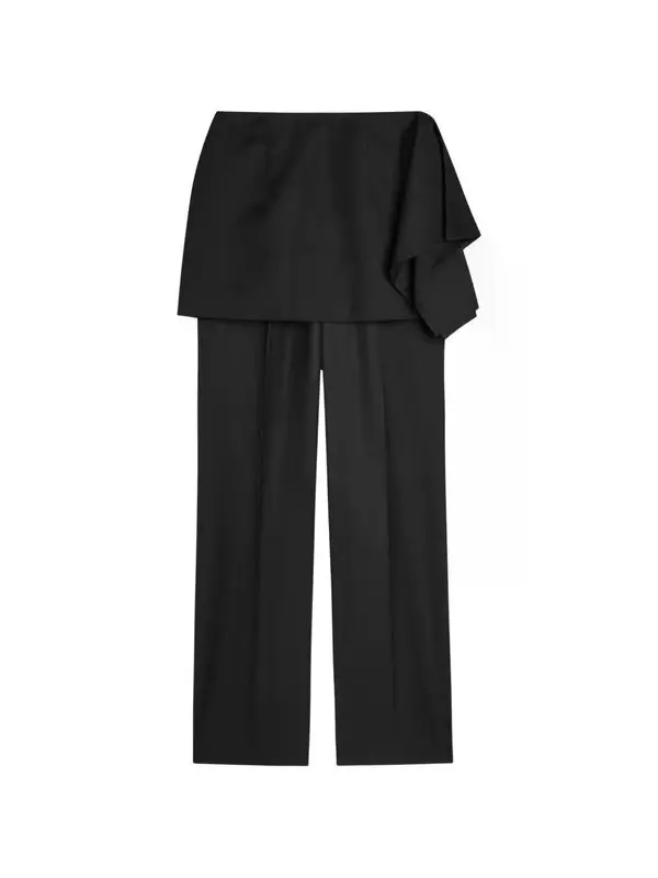 VORANIDA Ruffled Detail Wide Leg Trousers - Black