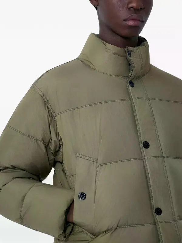 Stone Island Quilted Down Jacket With Stand Collar