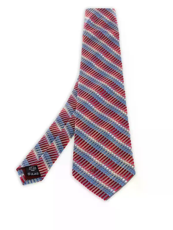 Valentino Garavani 1990s Diagonal Stripe Silk Neck Tie - Red