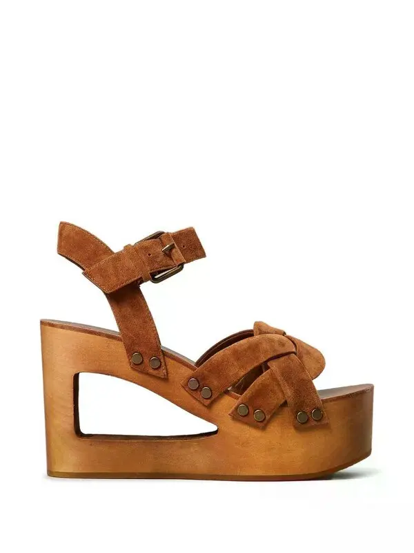 TWINSET Woven Platform Sandals - Brown