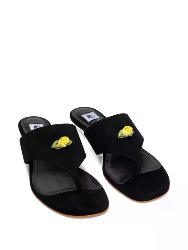 Sleeper Suede Rose Detail Kitten-heel Mules