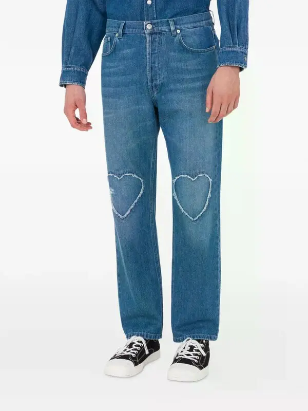 Moschino Heart-cutout Cotton Jeans