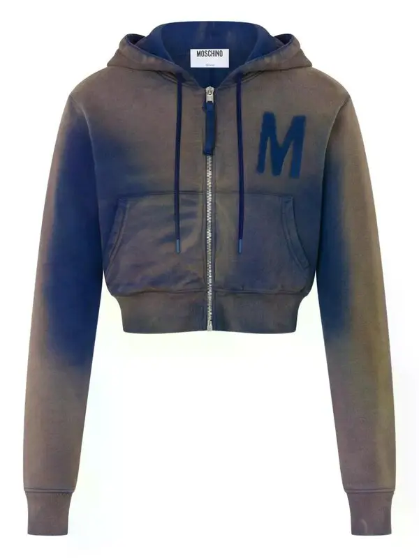 Moschino Cropped Zip-up Hoodie With Logo Detail