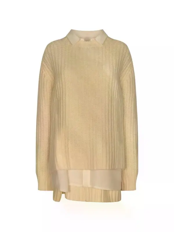 Sacai Collared Knitted Dress - Neutrals