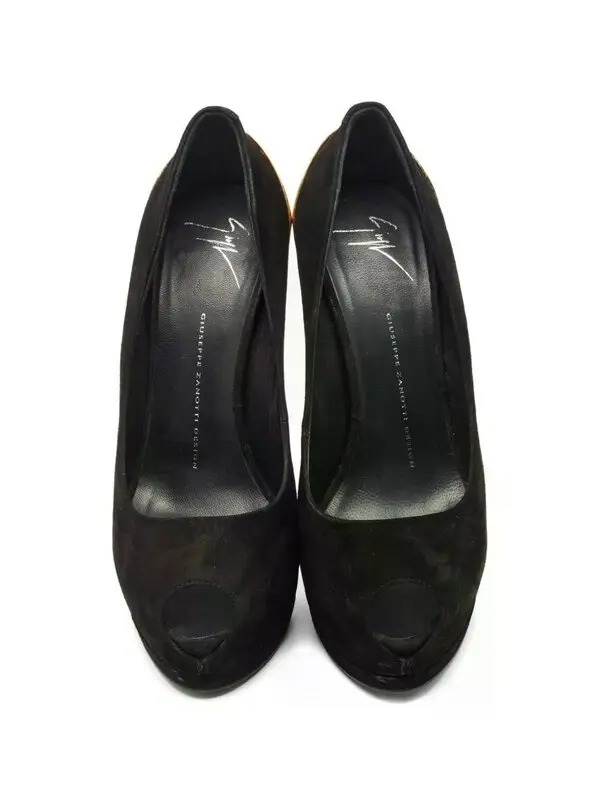 GIUSEPPE ZANOTTI Suede Platform Peep-toe Pumps - Black