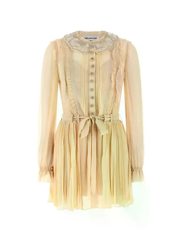 SELF-PORTRAIT Ruffled Dress - Neutrals