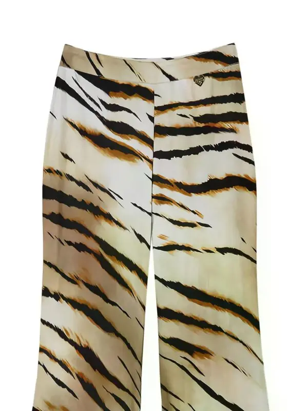 TWINSET Animal Print Twill Flared Trousers - Neutrals