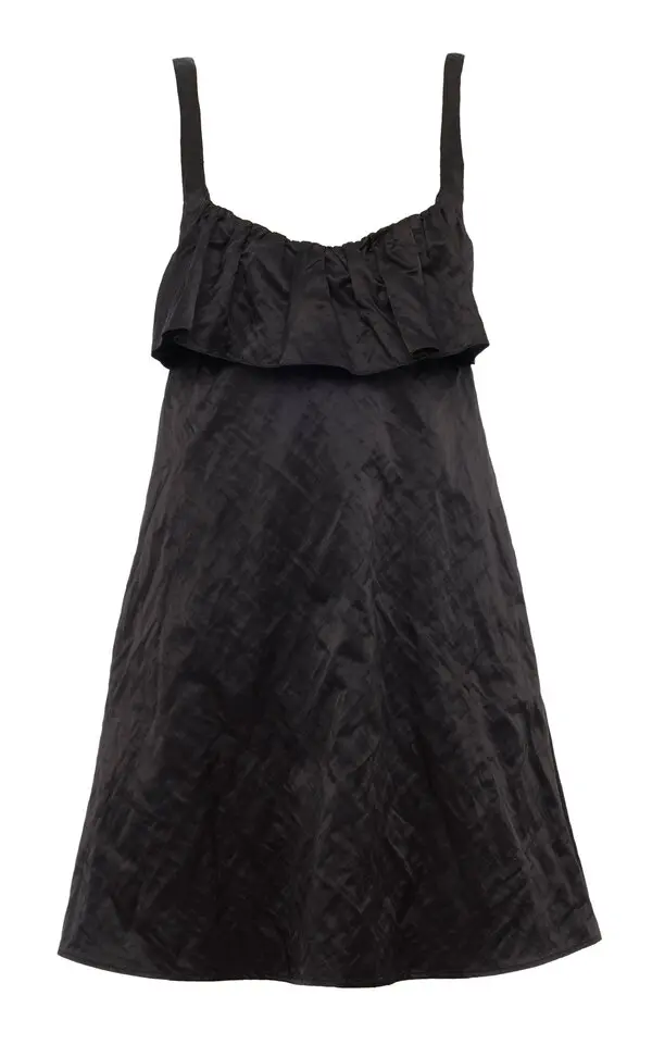 Chloé Satin Crinkle Mini Dress - Black