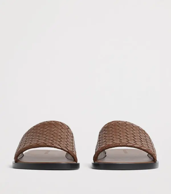 Bottega Veneta Lambskin Elio Sandals - Brown