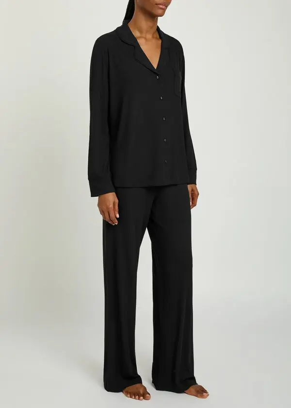 SKIMS Ribbed Stretch-modal Pyjama Set - Black
