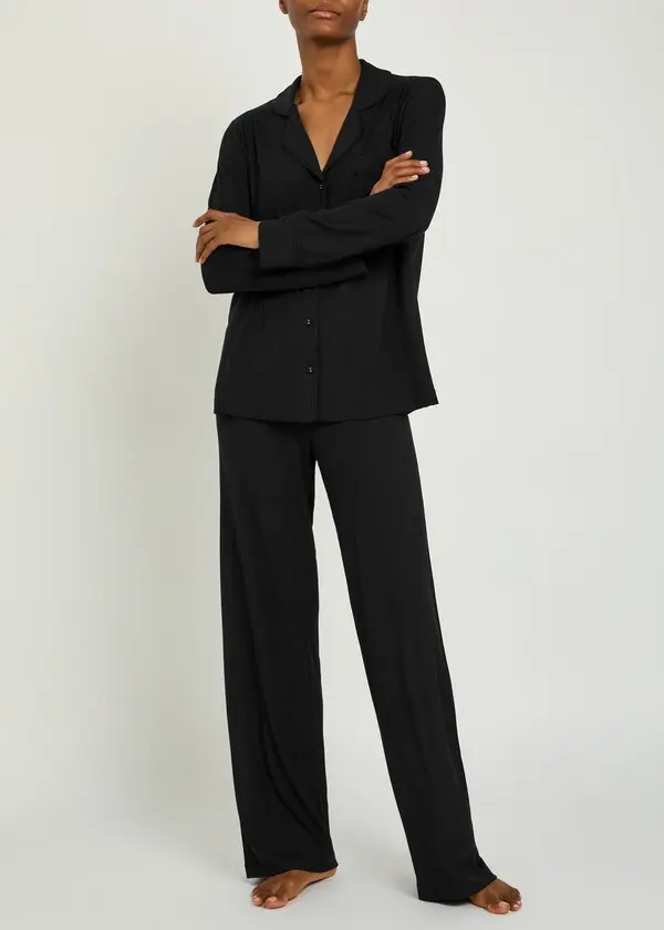 SKIMS Ribbed Stretch-modal Pyjama Set - Black