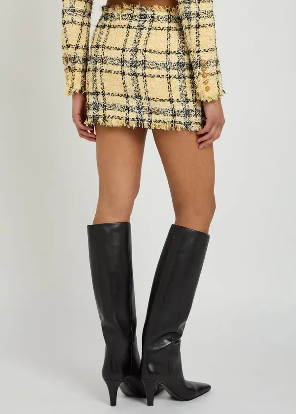 Balmain Checked Tweed Mini Skirt