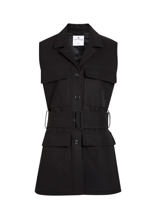 COURREGES Cotton Utility Belted Top - Black