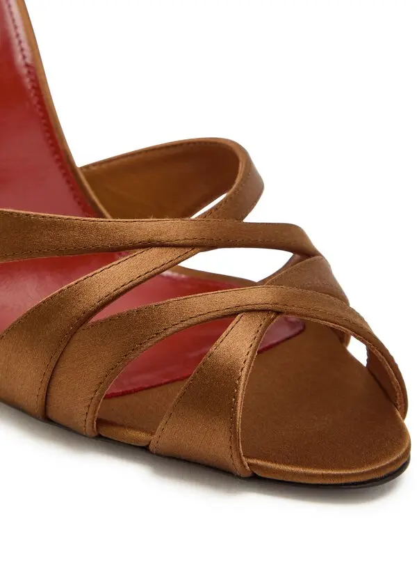 Saint Laurent Chandelle 95 Satin Mules - Brown