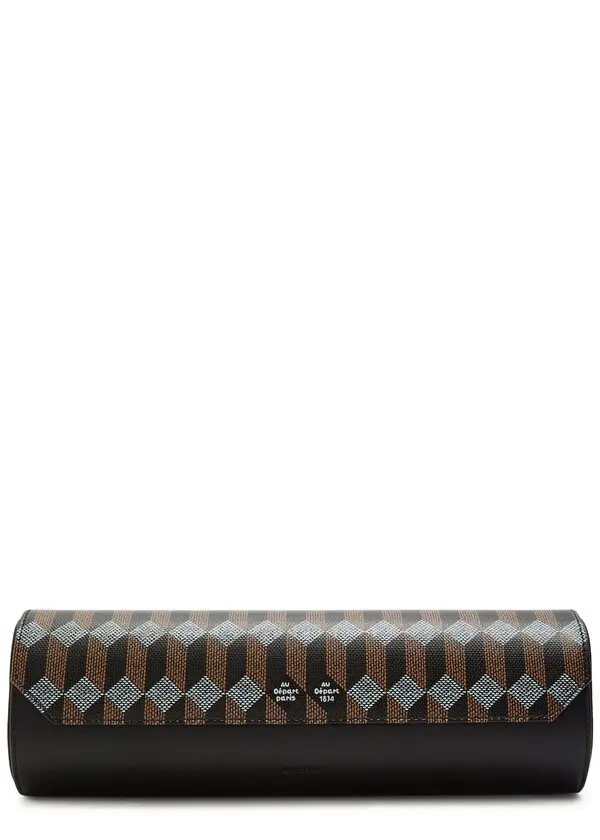 AU DEPART Printed Leather Watch Case - Black