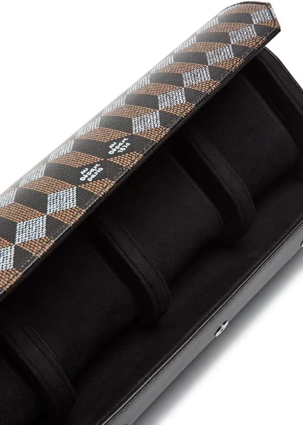 AU DEPART Printed Leather Watch Case