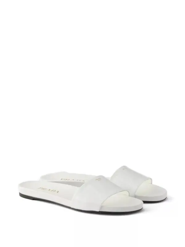 Prada Patent Leather Slides With Monoblock Rubber Sole