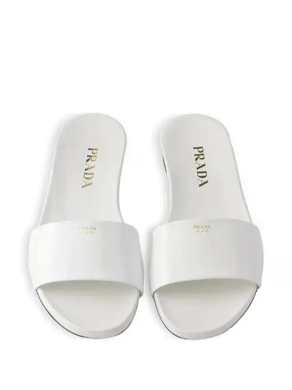 Prada Patent Leather Slides With Monoblock Rubber Sole