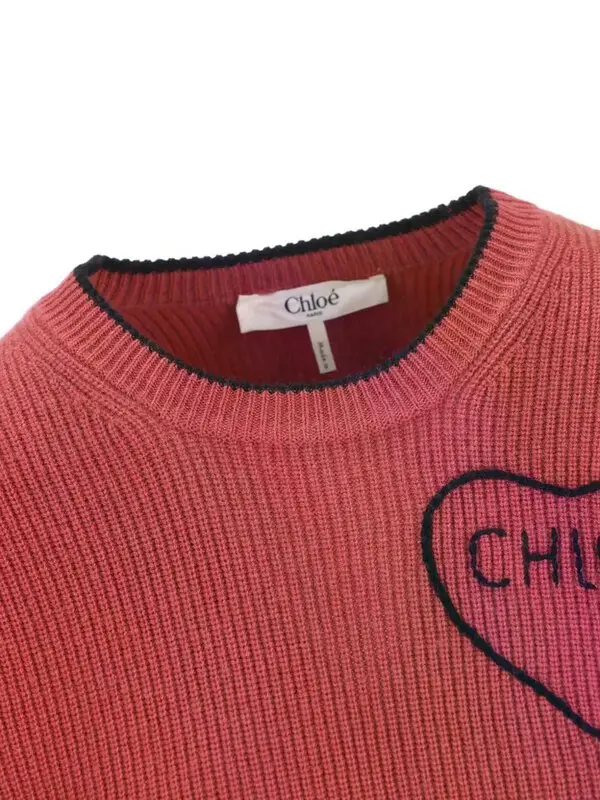Chloé Heart Motif Ribbed Knit Jumper