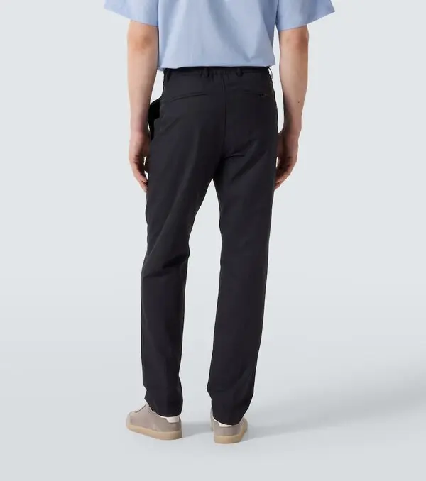 Moncler Cotton-blend Straight Leg Trousers - Blue